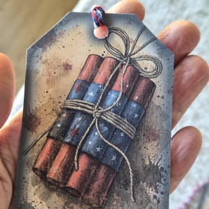 Americana July 4 Hang Tags: Farmhouse Gift Ties, Patriotic Decor (set ...