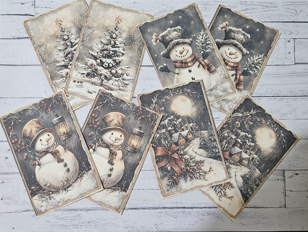 Snowman Christmas Gift Tags: Winter Village Set of 8; Style #2 - Etsy