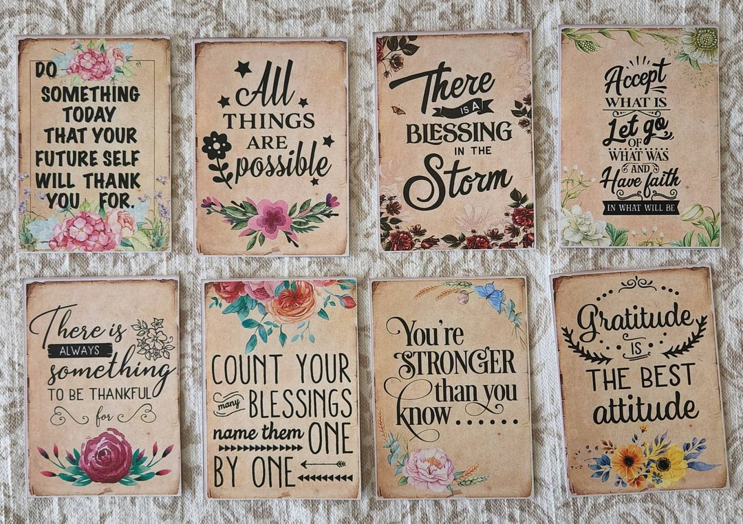 Inspirational Quote Cards: Good Vibes Linen Hang Tags, Set of 8 - Etsy