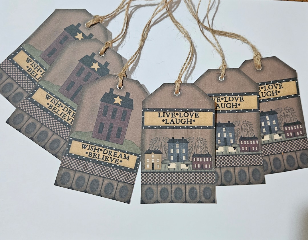 Primitive Farmhouse Gift Tags With Jute Ties - Set of 6 or 12 - Etsy
