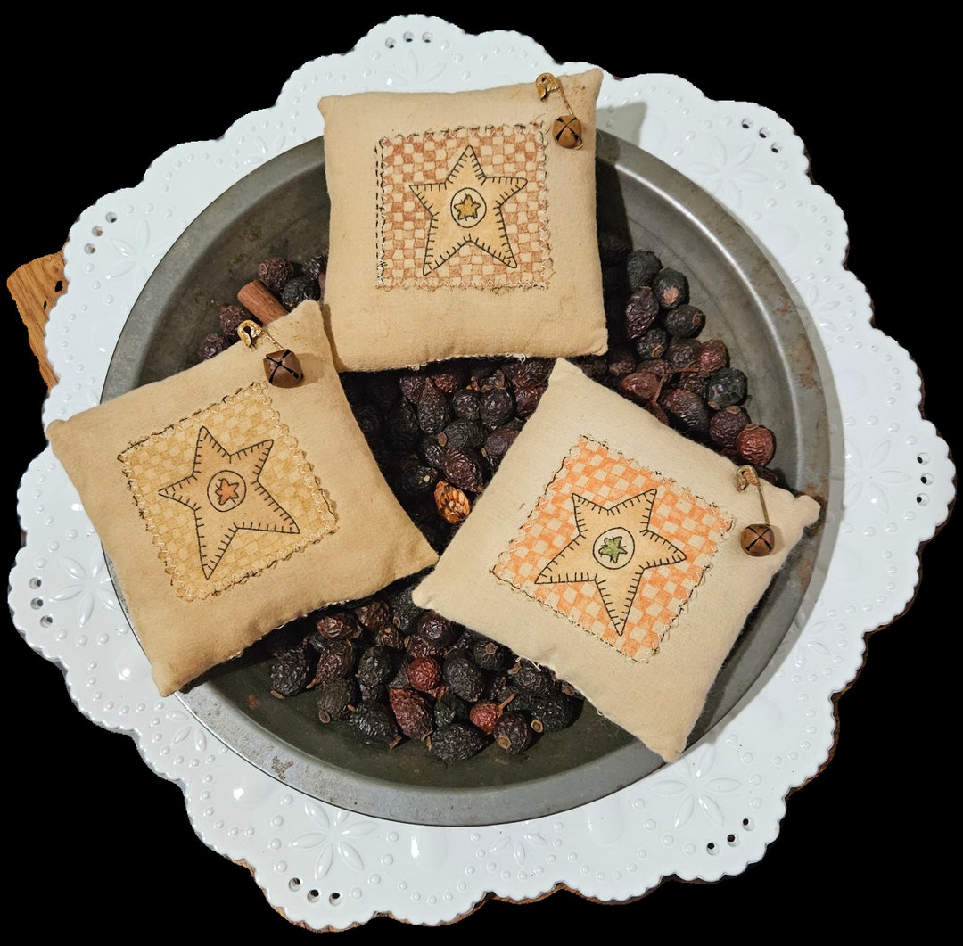 1 Primitive Grungy Rustic Fabric Prim Star Mini Pillow Farmhouse Ornie ...