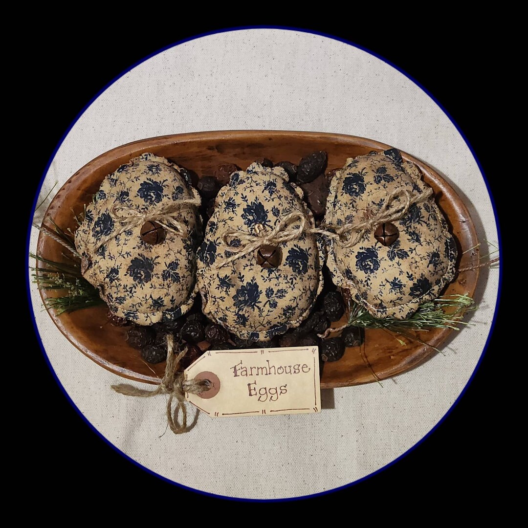 3 Primitive Rustic Country Fabric Farmhouse Navy Blue Beige - Etsy