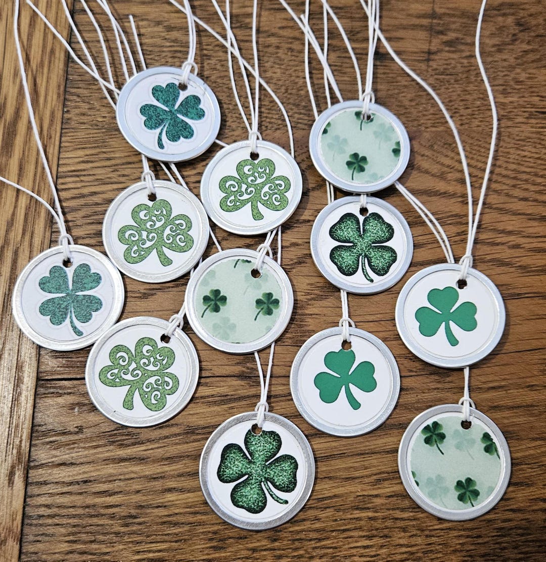 St. Patrick's Shamrocks 1 1/4 Inch Metal Rimmed Hang Tags; Set of 12 - Etsy