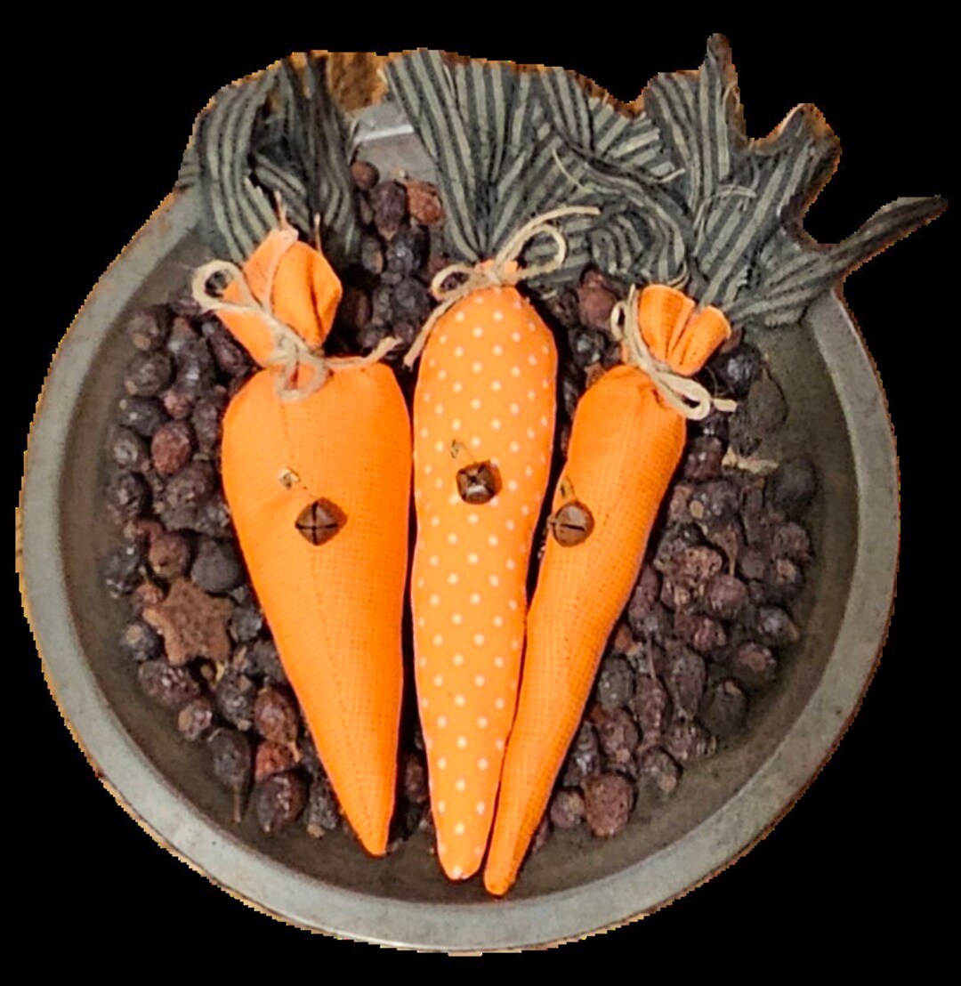 3 Primitive Farmhouse Spring Easter Carrots Ornies Ornaments Tucks Bowl ...
