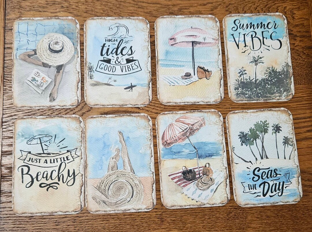 Beach Summer Hang Tags: Watercolor Style Gift Tags, Set of 8 - Etsy