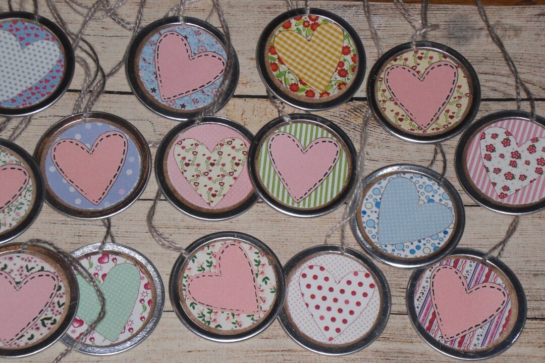 Valentine Heart Hang Tags: Stained Metal Rimmed Gift Tags - Etsy
