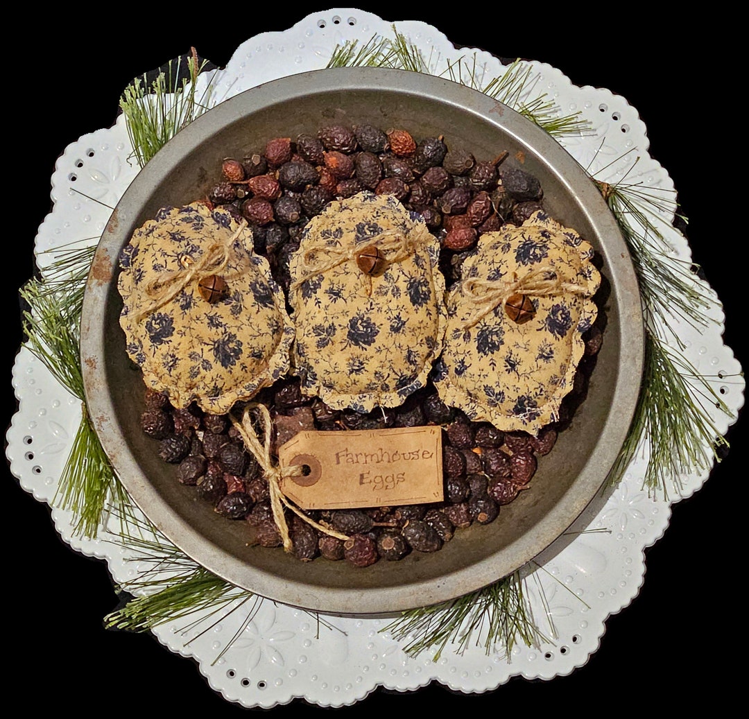 3 Primitive Rustic Country Fabric Farmhouse Navy Blue Beige Miniature ...