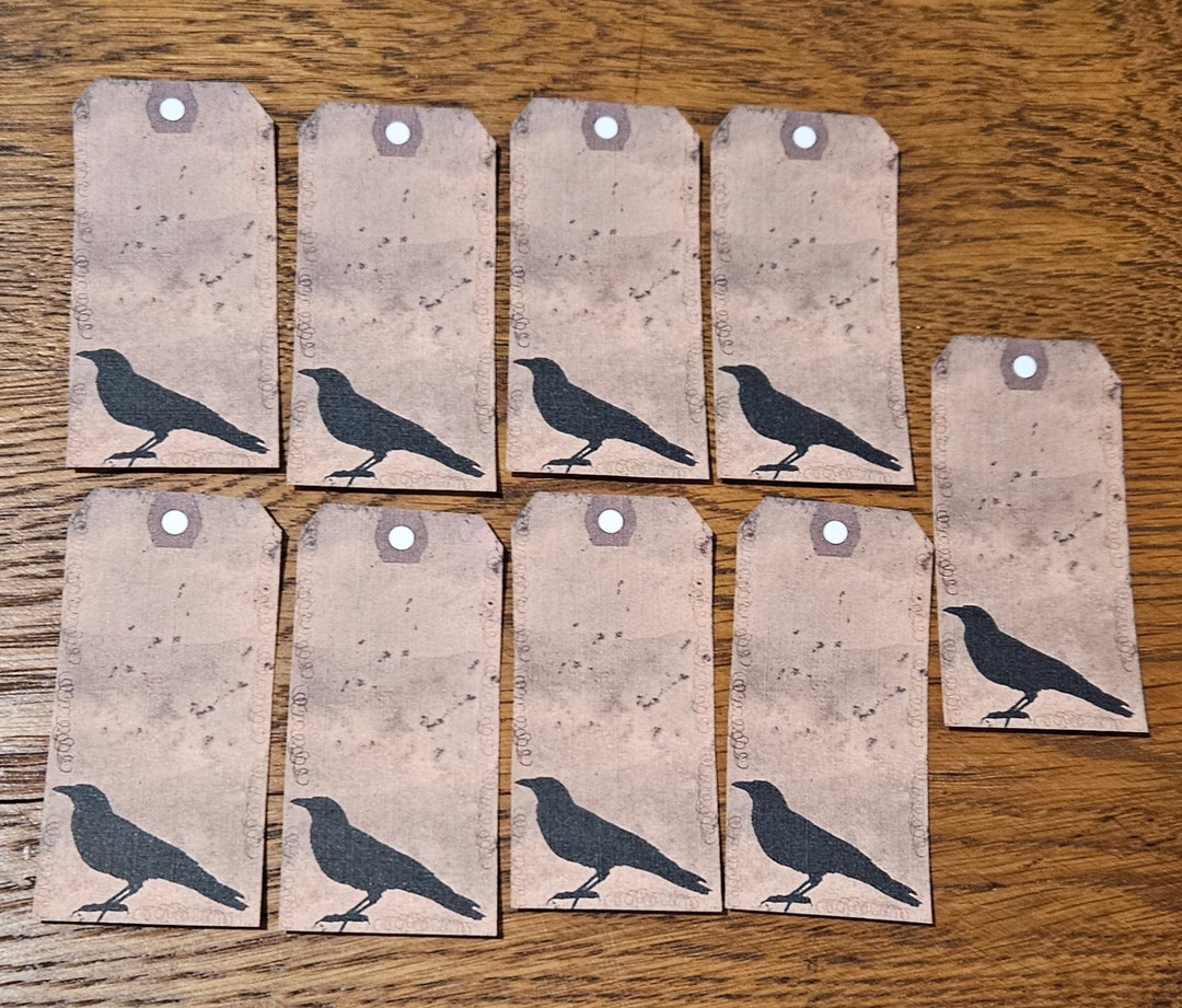 Primitive Black Crow Hang Tags: Farmhouse Gift Ties, Set of 9 - Etsy