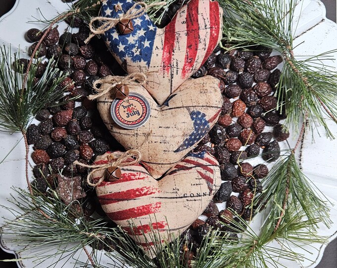 3 Primitive Country Grungy Farmhouse July 4 Americana Patriotic Red ...