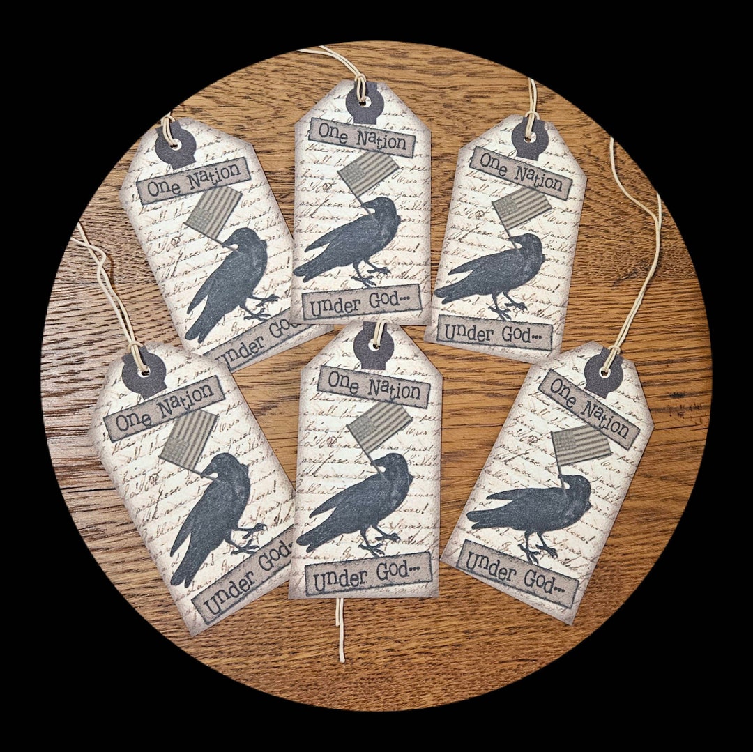 Primitive Americana Hang Tags: Crow & Flag Gift Ties (set of 6) - Etsy