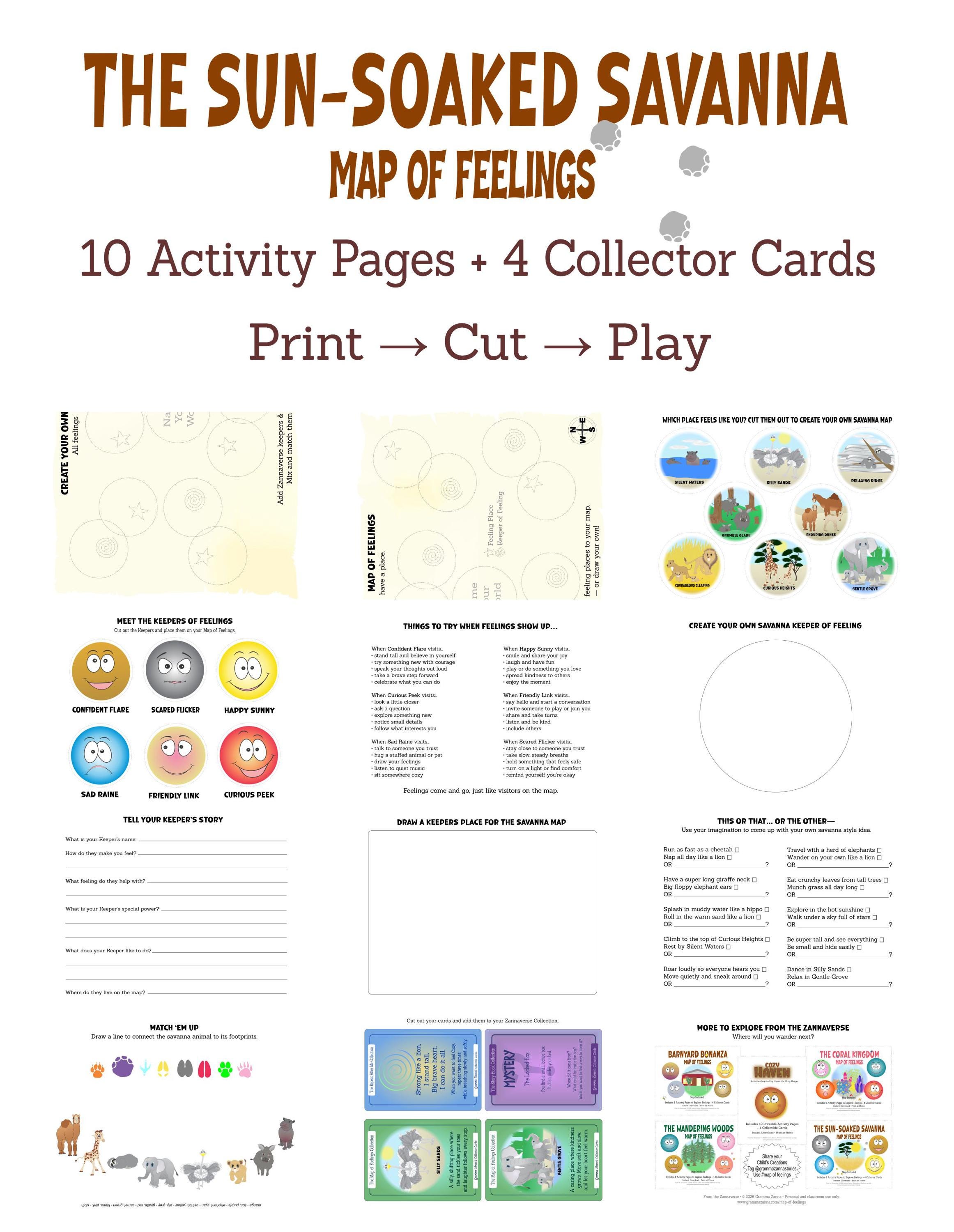 Sun-soaked Savanna | Map of Feelings for Kids | Emotional Learning ...