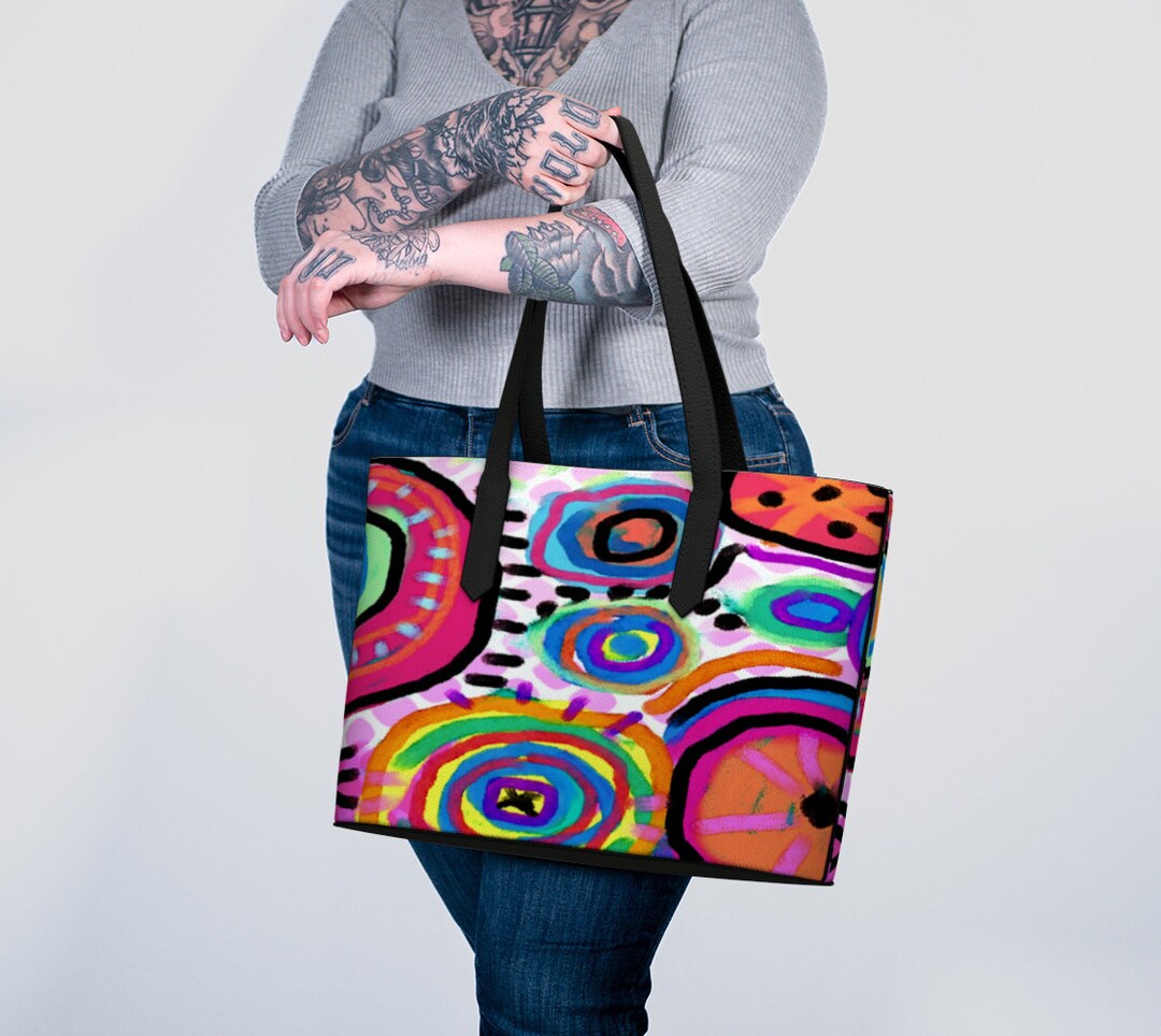Colorful Abstract Digital Painting Printed on Oversize Vegan Leather ...