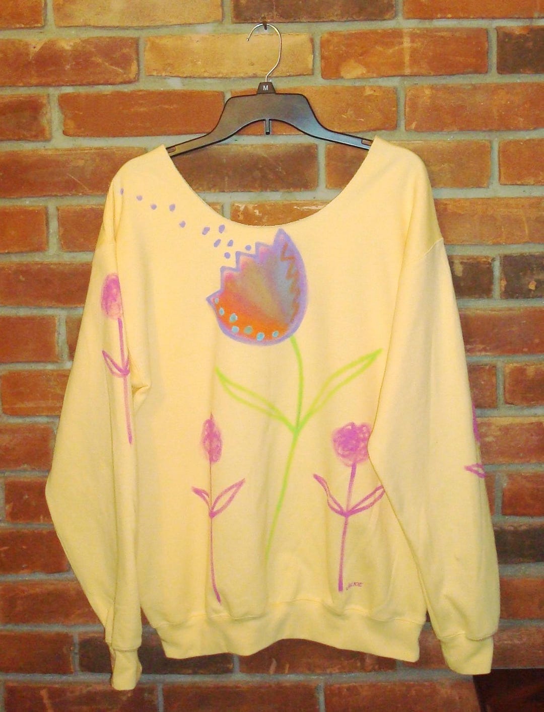 Made to Order Hand Painted Abstract Art Raw Edge Neckline off the ...