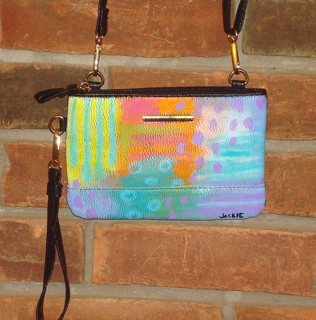 Funky Hand Painted Abstract Art to Carry Faux Leather - Etsy