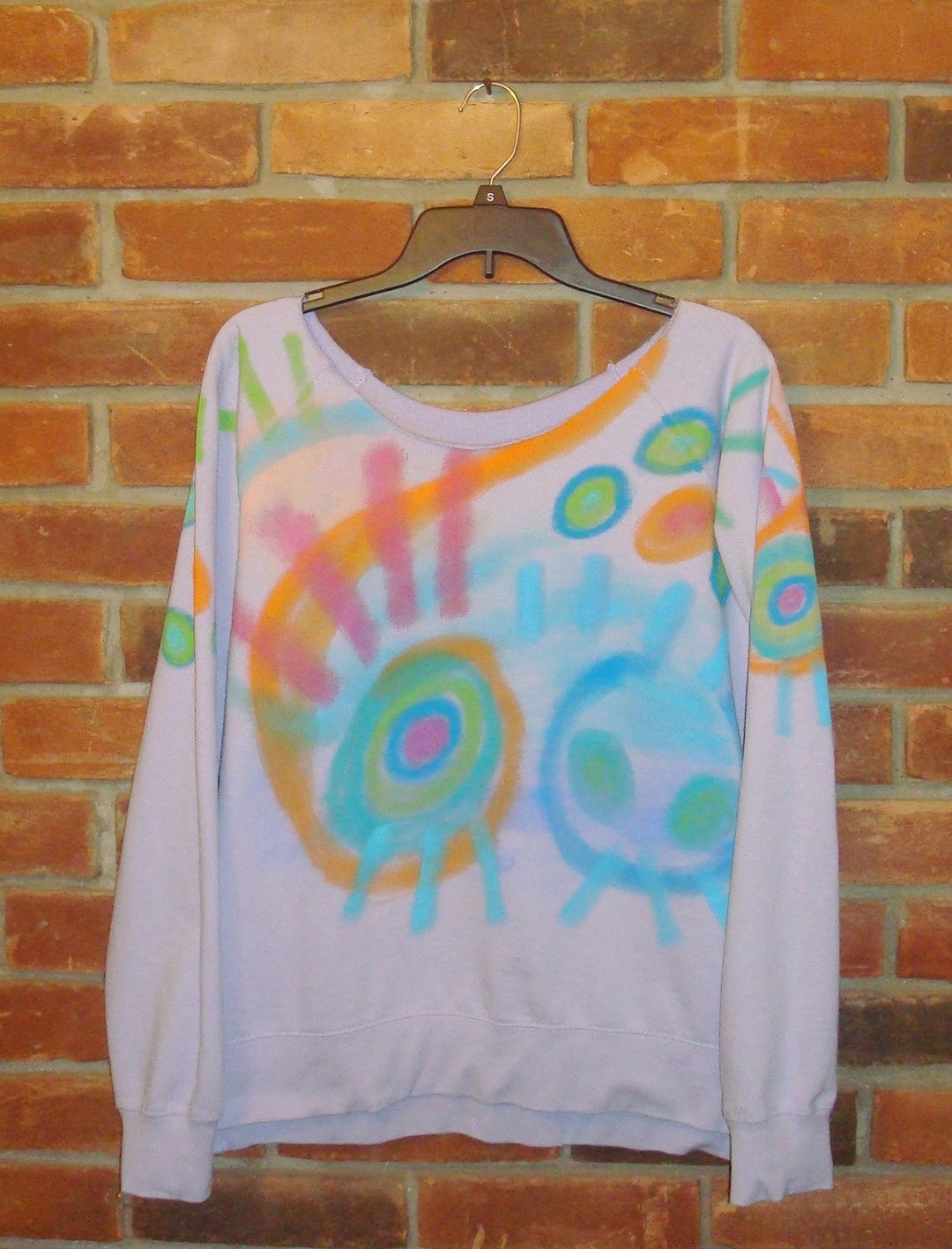 Made to Order Hand Painted Abstract Art Women's Raw Edge Neckline ...