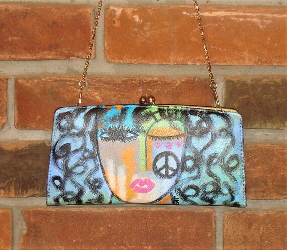 Peace Sign Face Hand Painted Abstract Art Clutch Purse | Etsy