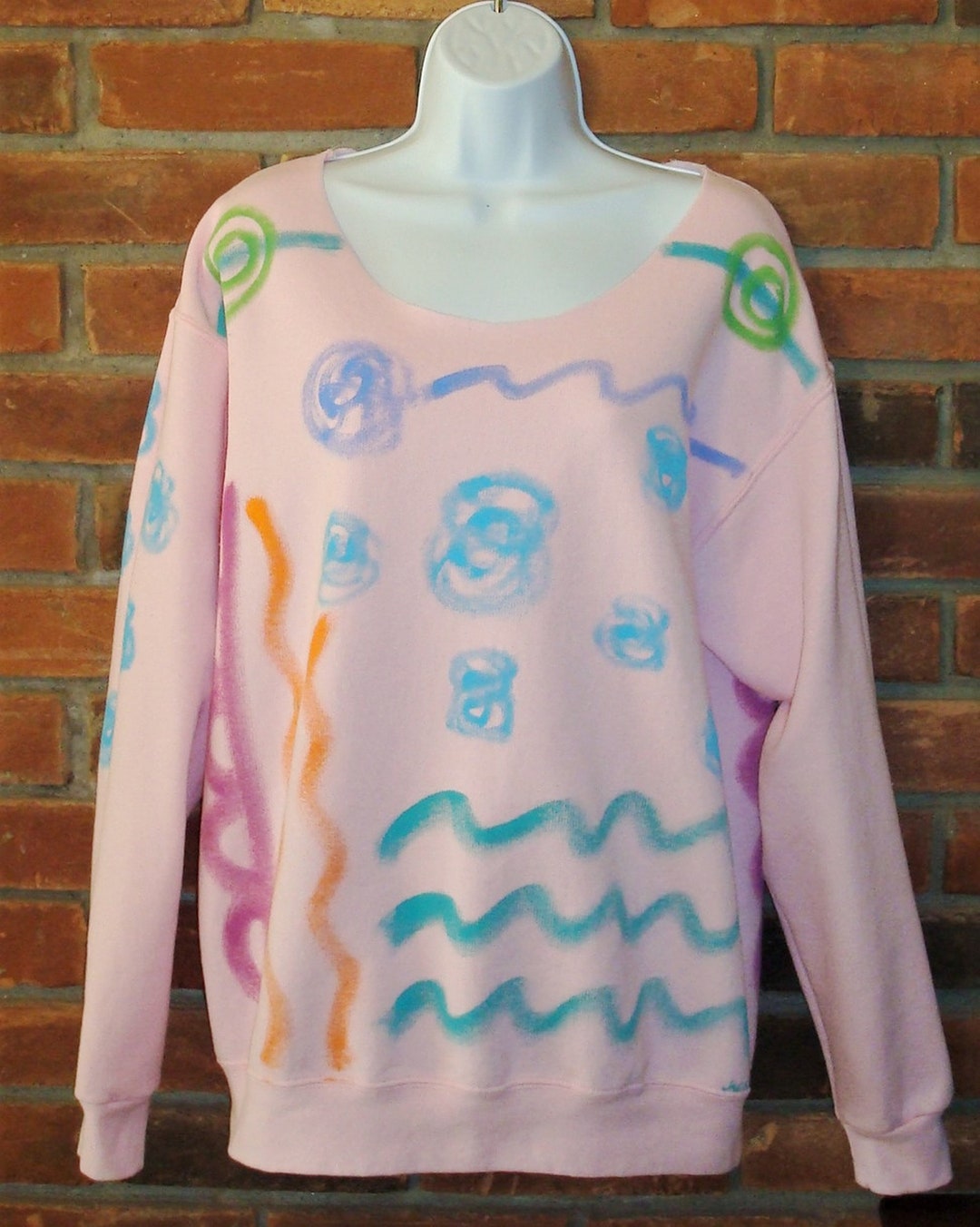 Made to Order Abstract Art Hand Painted Raw Edge Neckline Sweatshirt - Etsy