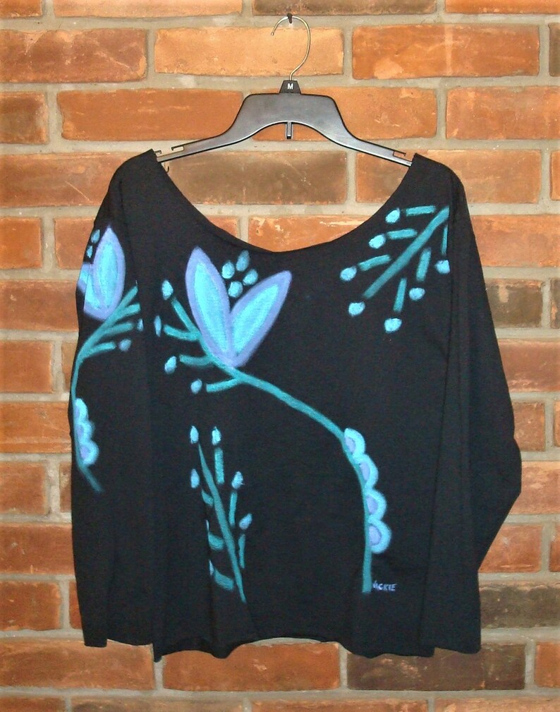 Made to Order Hand Painted Abstract Floral Art to Wear Women's Raw Edge ...