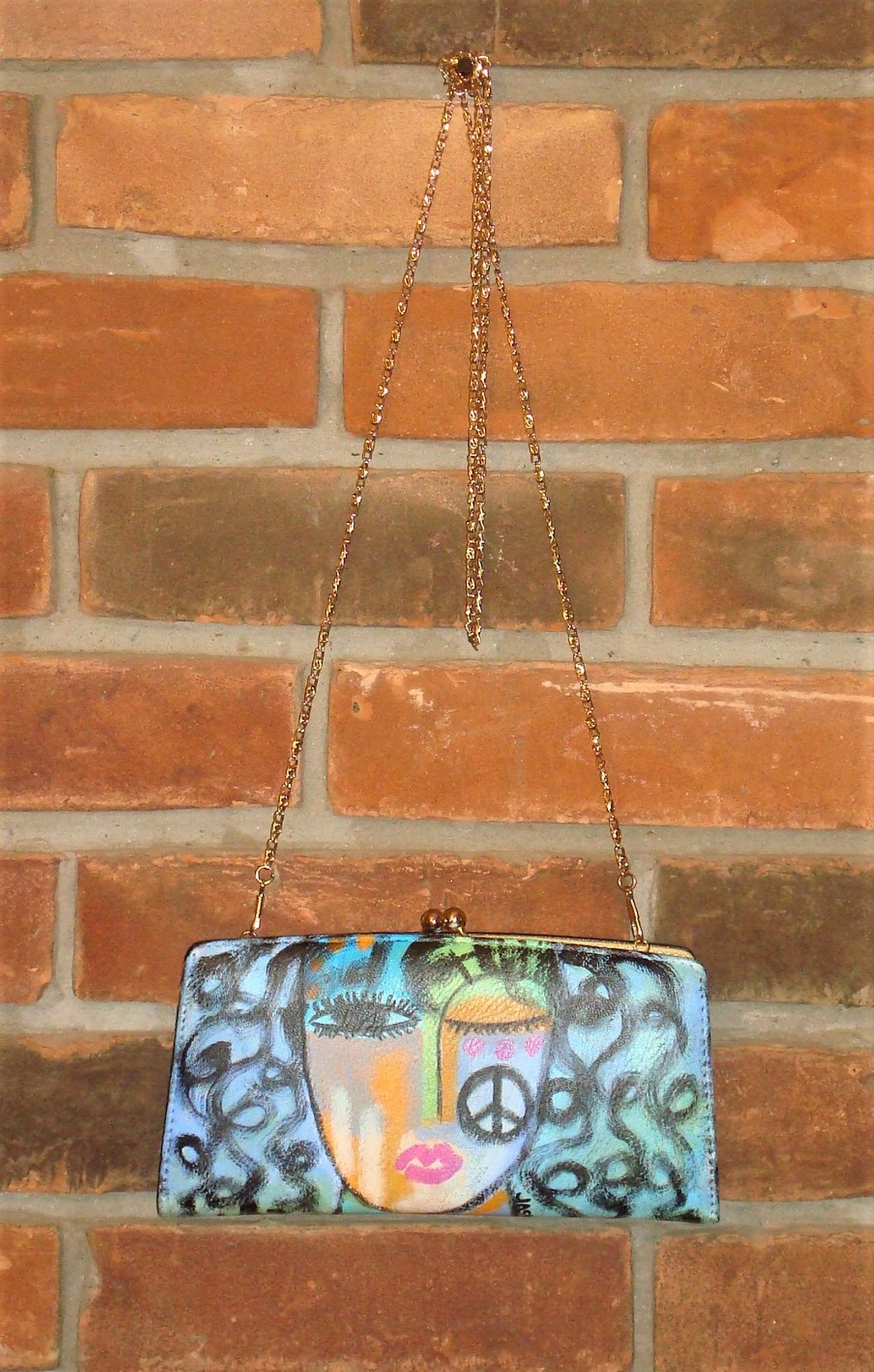 Peace Sign Face Hand Painted Abstract Art Clutch Purse | Etsy