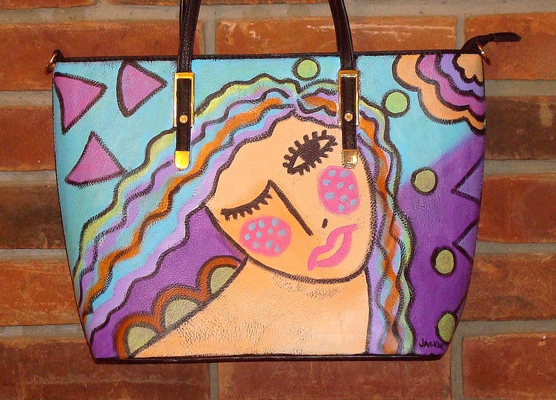 Original Abstract Art Hand Painted Handbag Purse Shoulder Bag Abstract ...
