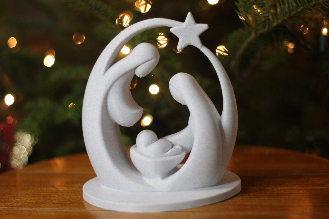 3D Printed Manger Scene: Marble Style Holiday Nativity Setting - Etsy