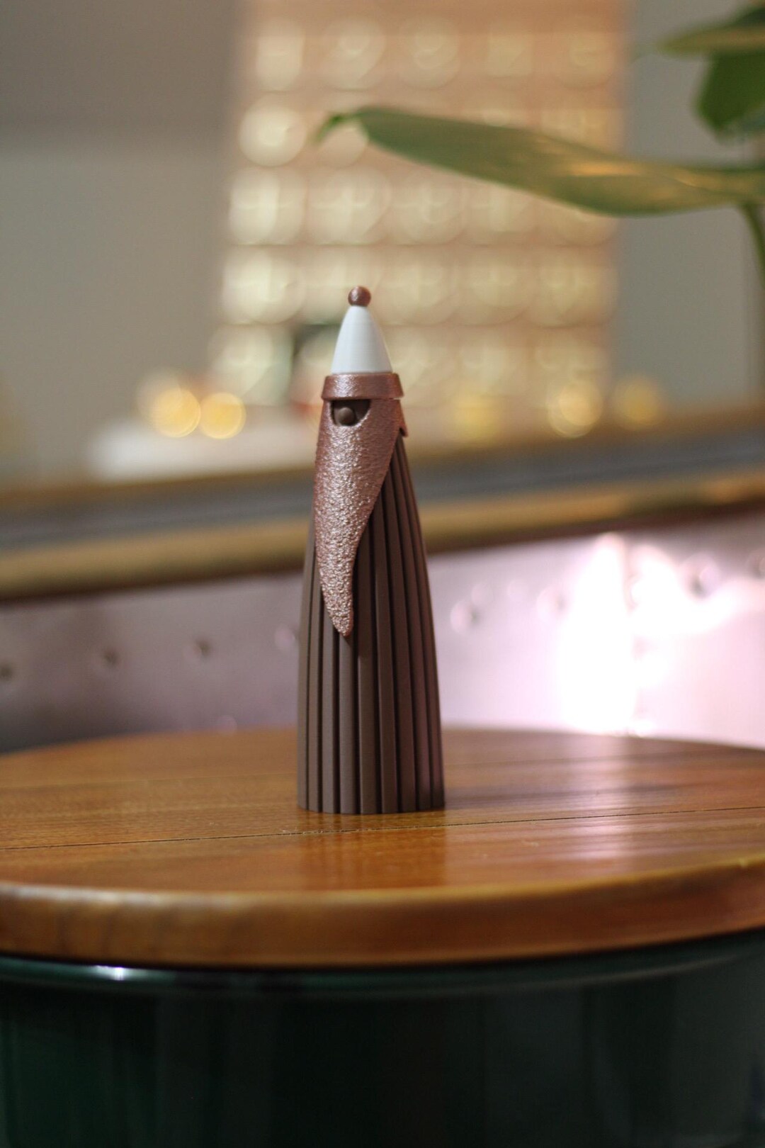 Modern Geometric Gnome Figurine | Minimalist Brown and Copper Christmas ...