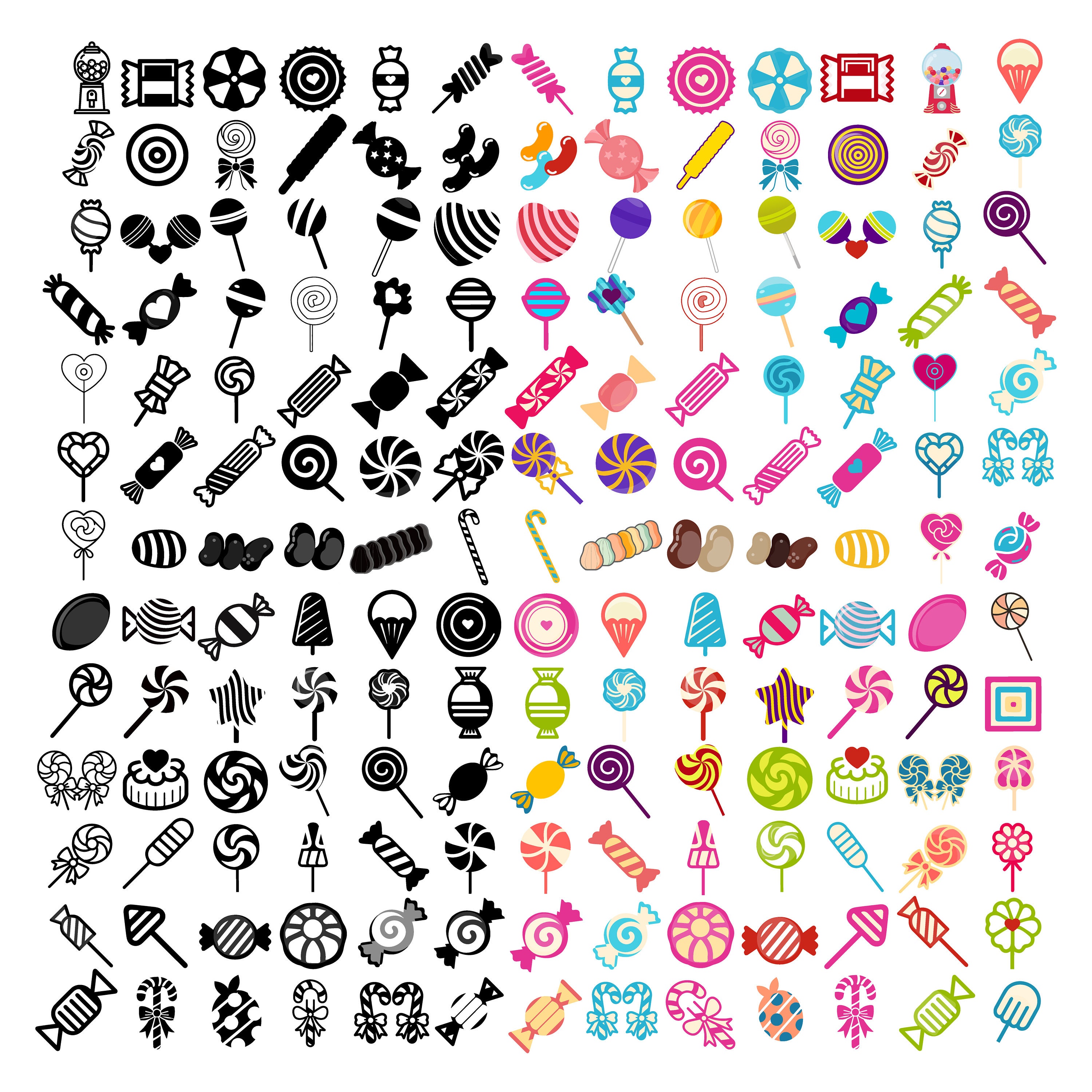 160 Candy Svg Bundle, Candy Clipart, Sweets Svg, Lollipops Svg ...