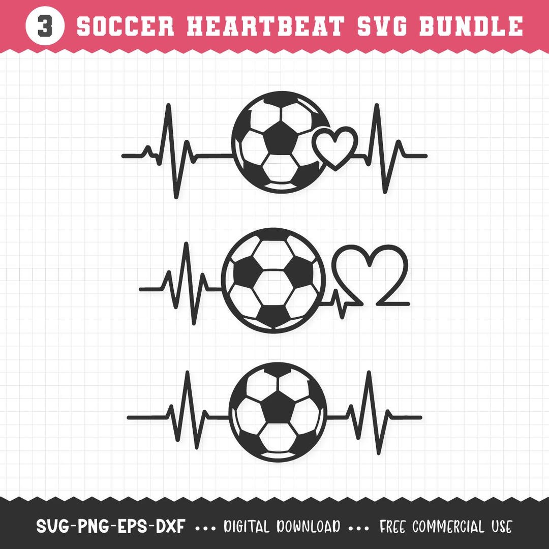 Soccer Heartbeat SVG / Heartbeat Soccer / Soccer Heart SVG / Love Heart ...