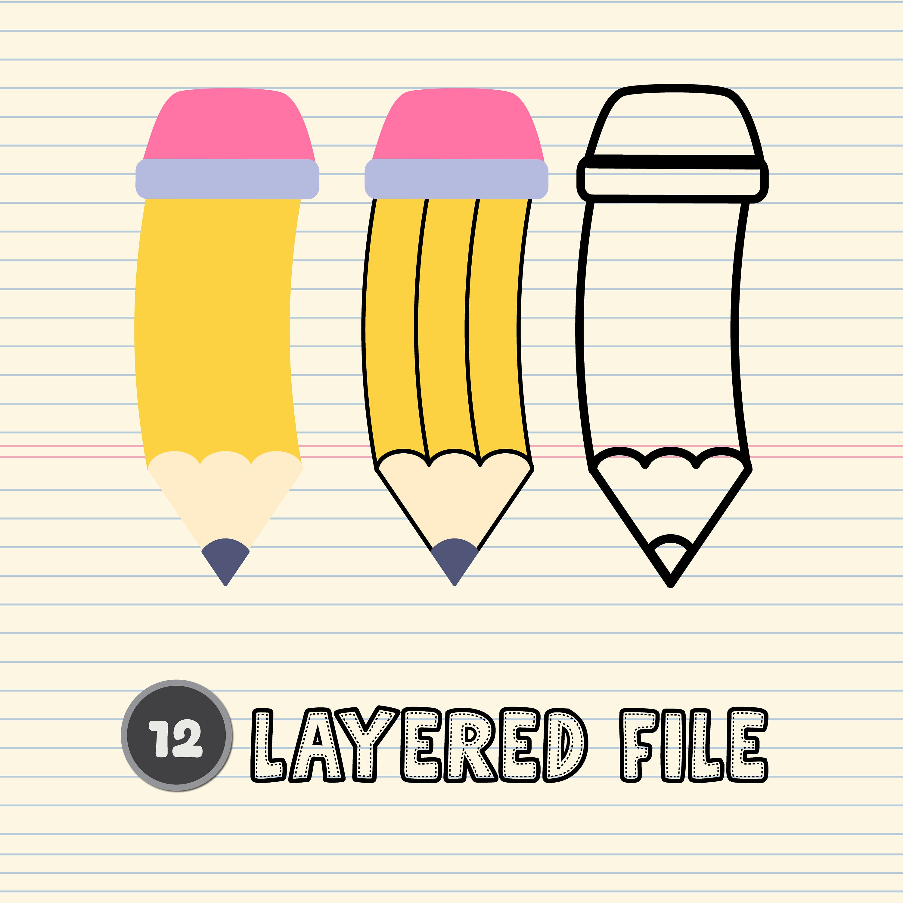 Pencil Svg Layered File, Pencil Svg, Pencil Cut File, Pencil Clipart ...