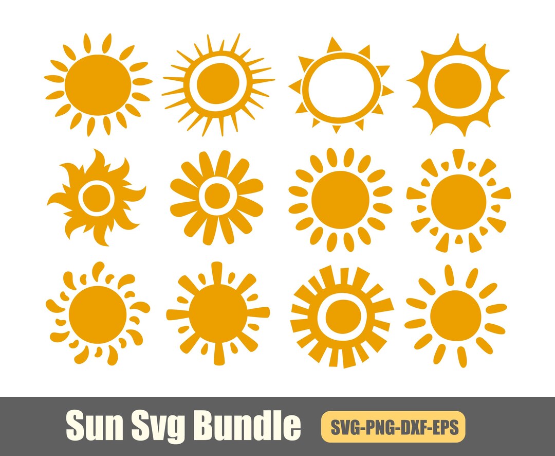 Sun SVG Bundle, Sun Cut File, Sun Vector, Sun Clipart, Sunshine Svg ...