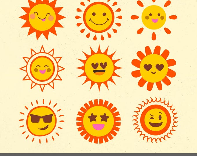 Cute Sun SVG. Cute Sun Png. Cute Sun Cut File. Cute Sun Clipart. Happy ...