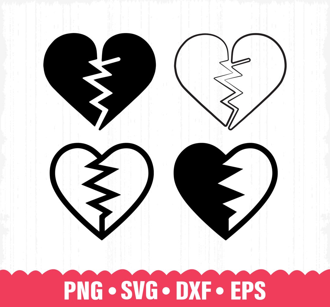 Broken Heart Svg, Heart Shape Svg, Heart Bundle Svg, Heart Outline Svg ...