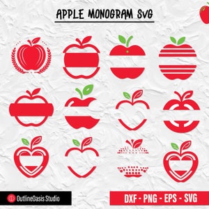 Apple Monogram Svg, Apple Svg Bundle, Apple Monogram, Apple Cut File ...