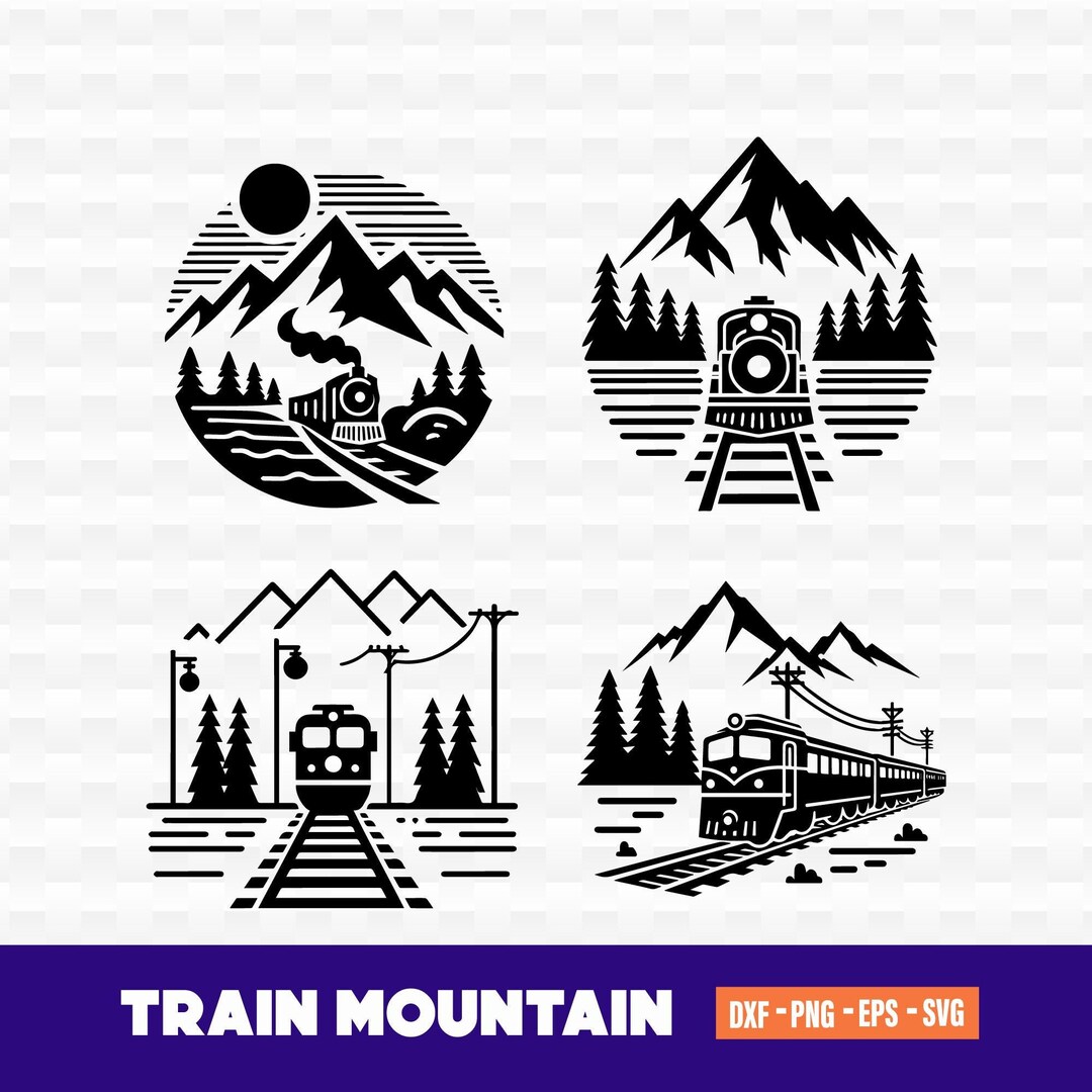 Mountain Train SVG, PNG, Clipart Bundle - Etsy