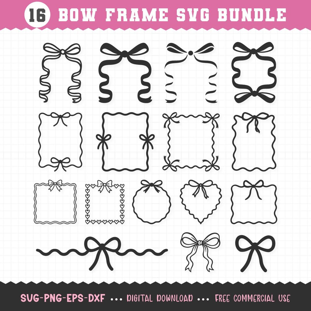 Bow Frame Bundle SVG, Bow Frames SVG, Aesthetic Bow Frame, Invitation ...