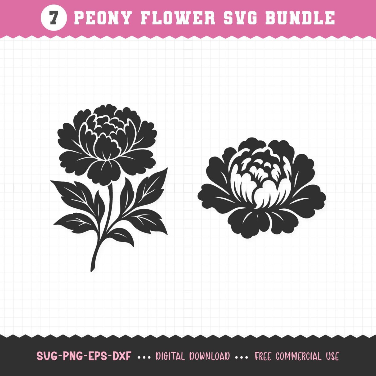 Peonies SVG, Peony SVG, Peony Flower SVG, Peony Png, Peony Cut File for ...