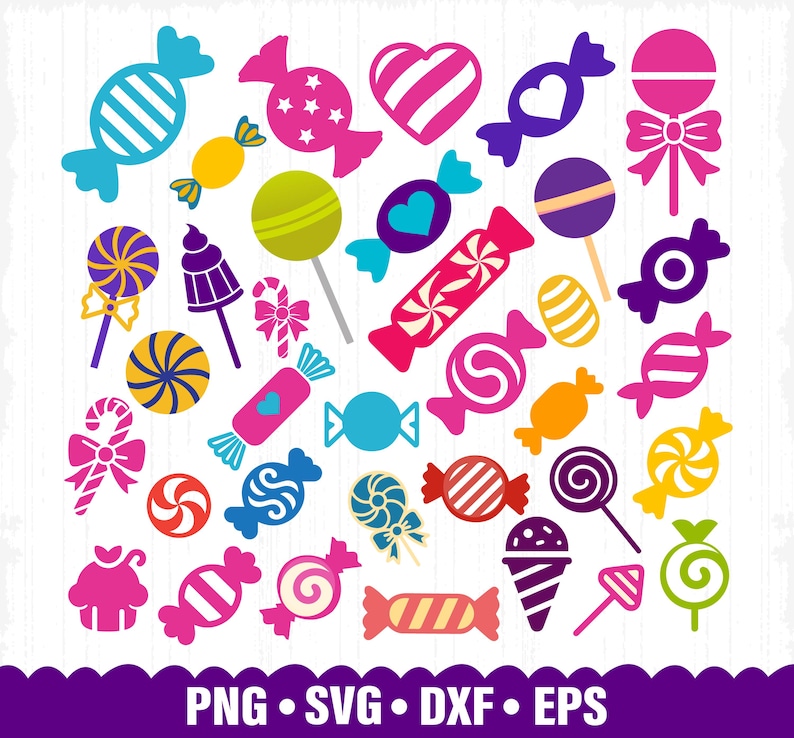 Candy Svg Bundle, Candy Clipart, Sweets Svg, Lollipops Svg, Colorful ...
