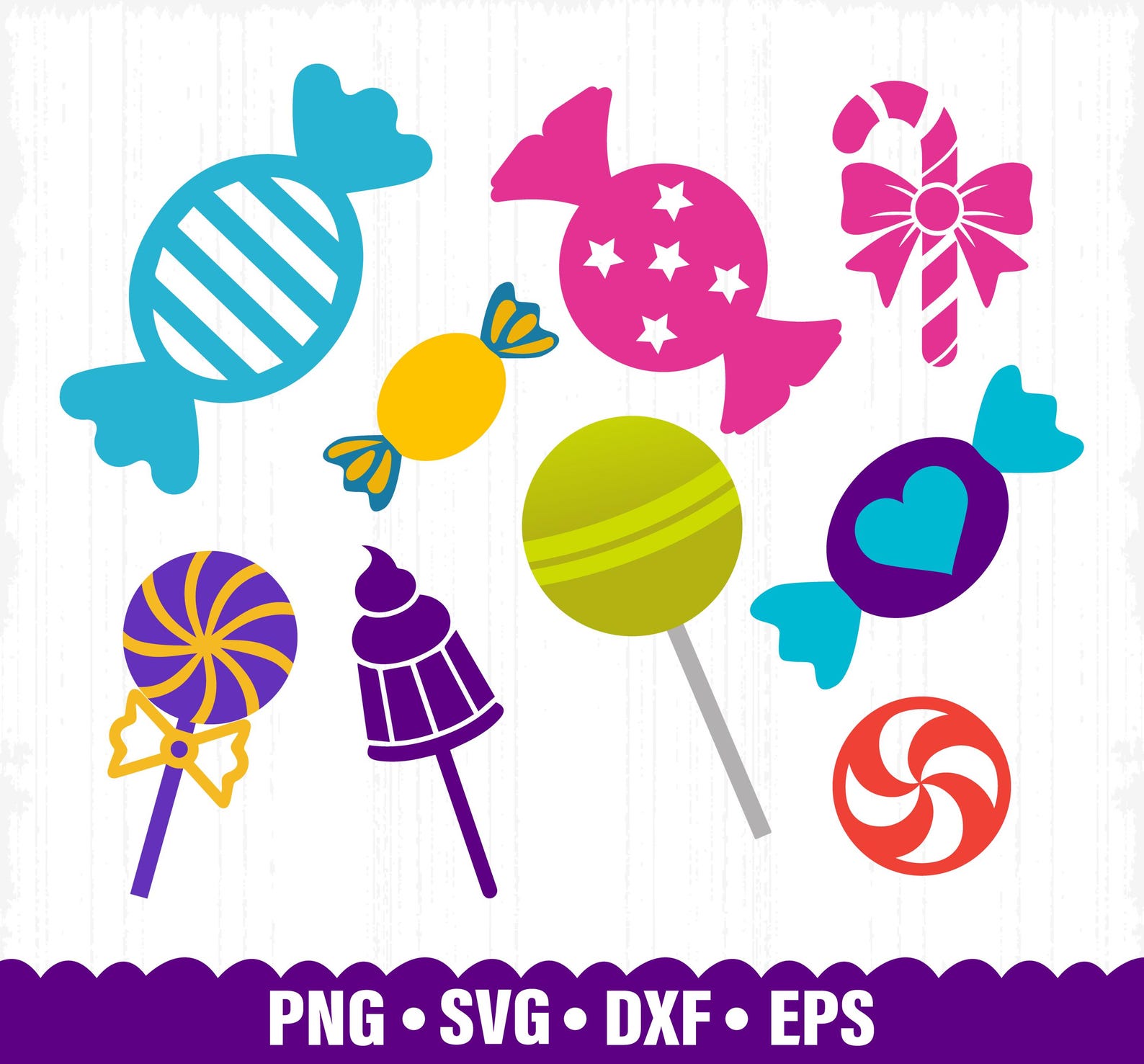 Candy Svg Bundle, Candy Clipart, Sweets Svg, Lollipops Svg, Colorful ...