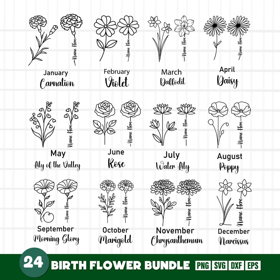 Birth Flowers Bundle, Birth Flower Svg, Birthmonth Svg, Birth Month Svg ...
