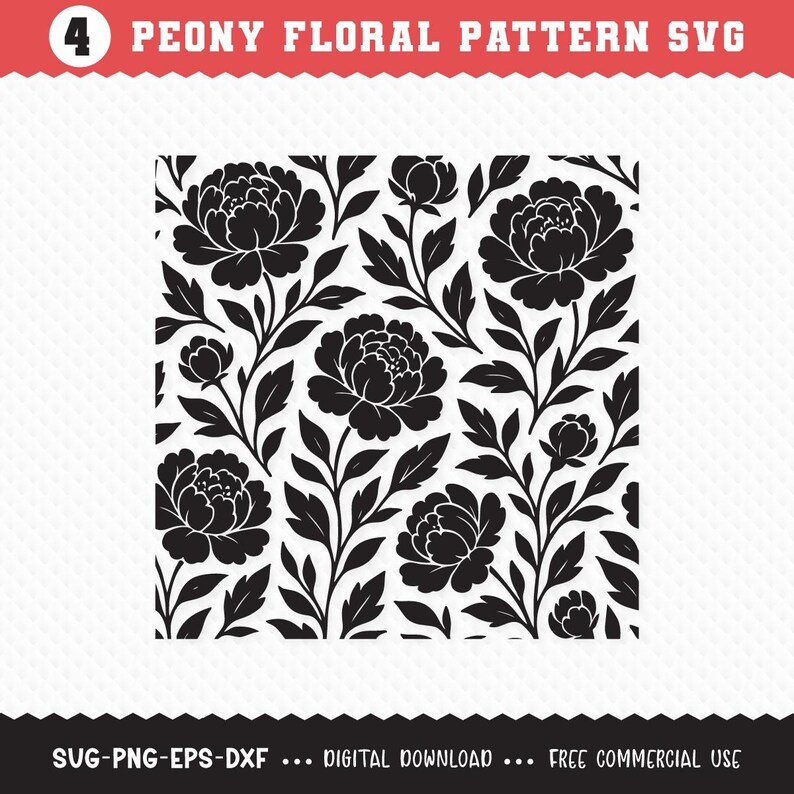 Seamless Peony SVG, Peonies Pattern SVG, Peony SVG Pattern, Floral Svg ...