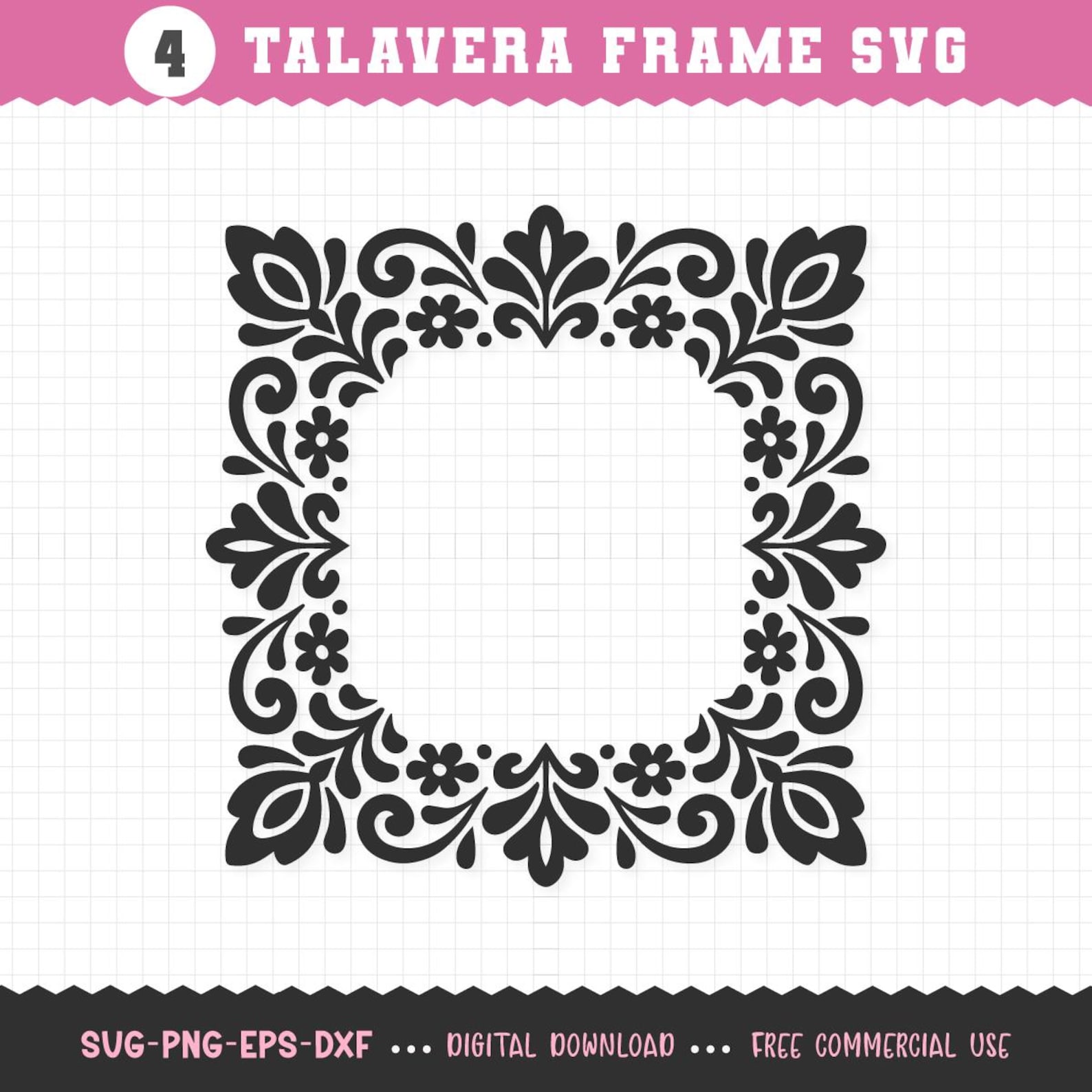 Talavera SVG, Talavera Inspired Decorative Frame SVG, Talavera PNG ...
