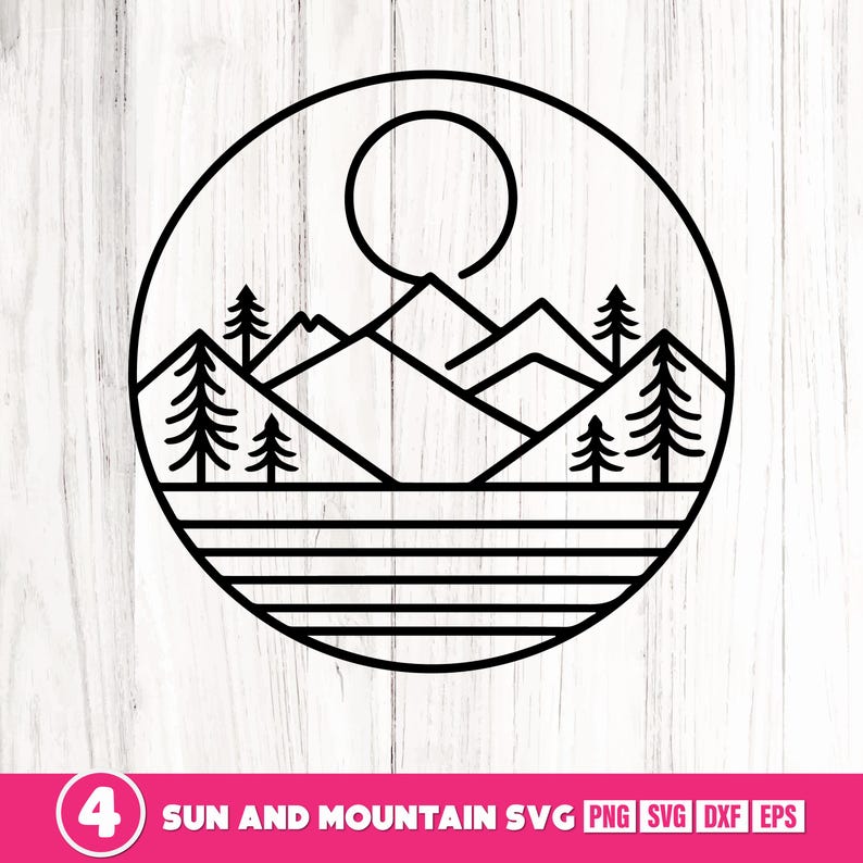 Mountain Svg Circle, Mountain Svg, Mountains Cut File, Mountain ...