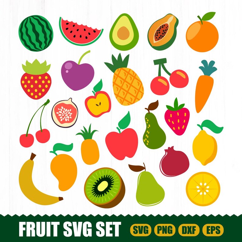 Fruit SVG, Fruit PNG, Fruit Clipart, Fruits SVG Bundle, Summer Fruit ...
