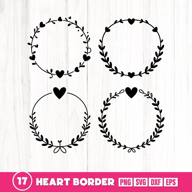 Heart Wreath Svg, Heart Border Svg, Heart Monogram Svg, Heart Text ...