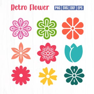 Retro Flower Svg, Flower Shapes Svg, Simple Flower Svg, Retro Flower ...