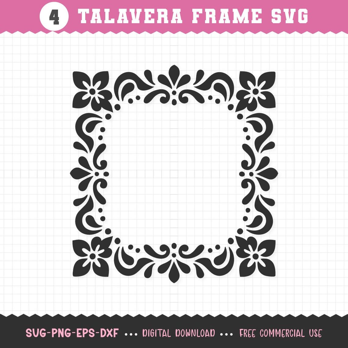 Talavera SVG, Talavera Inspired Decorative Frame SVG, Talavera PNG ...