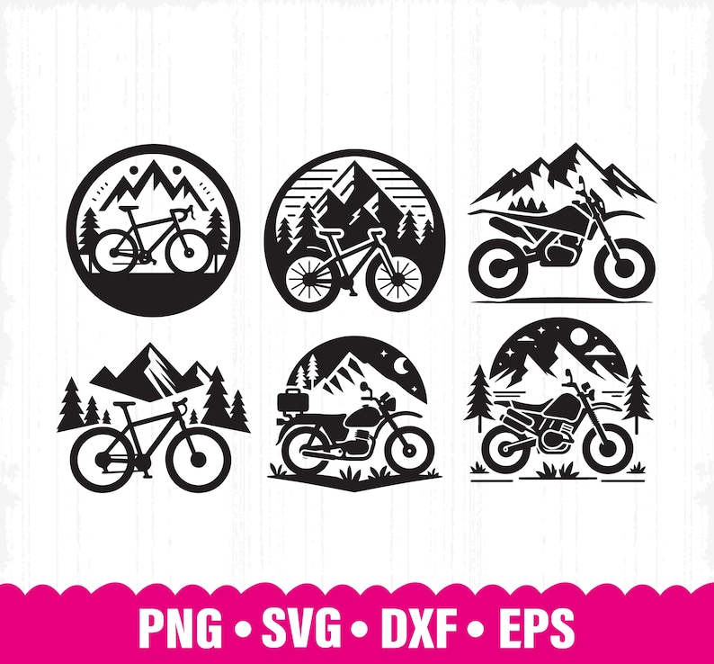 Mountain Bike Svg, Bike Svg, Bike Svg Cut Files, Mountain Scene Svg ...