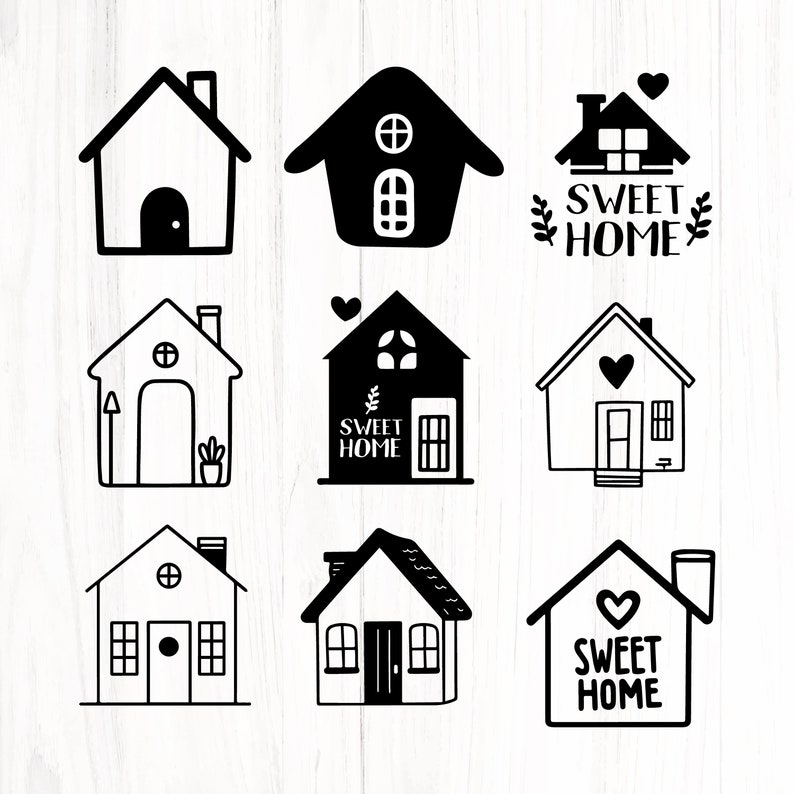 33 Sweet Home Svg, House Svg Bundle, House Silhouette, Little House Svg ...