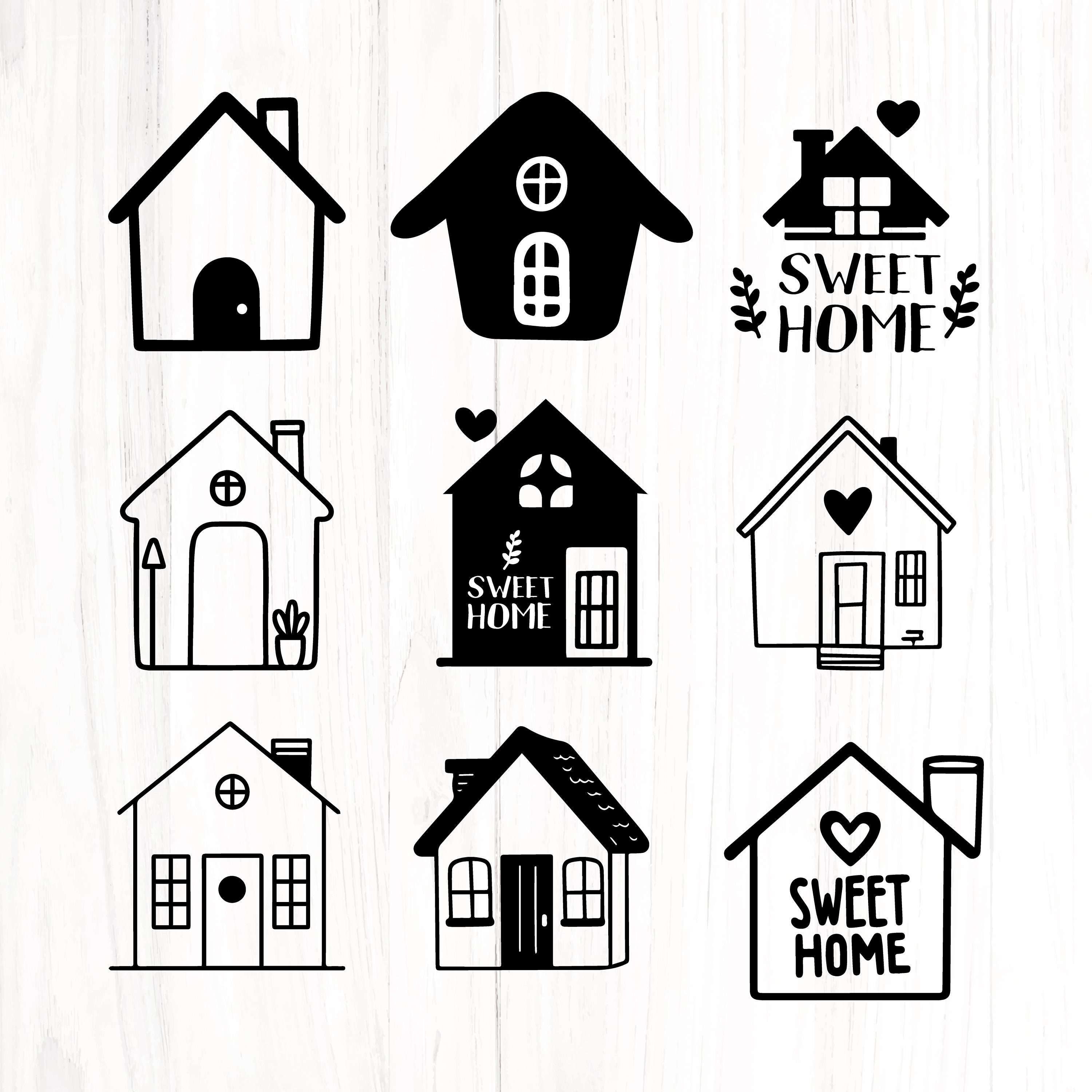 33 Sweet Home Svg, House Svg Bundle, House Silhouette, Little House Svg ...