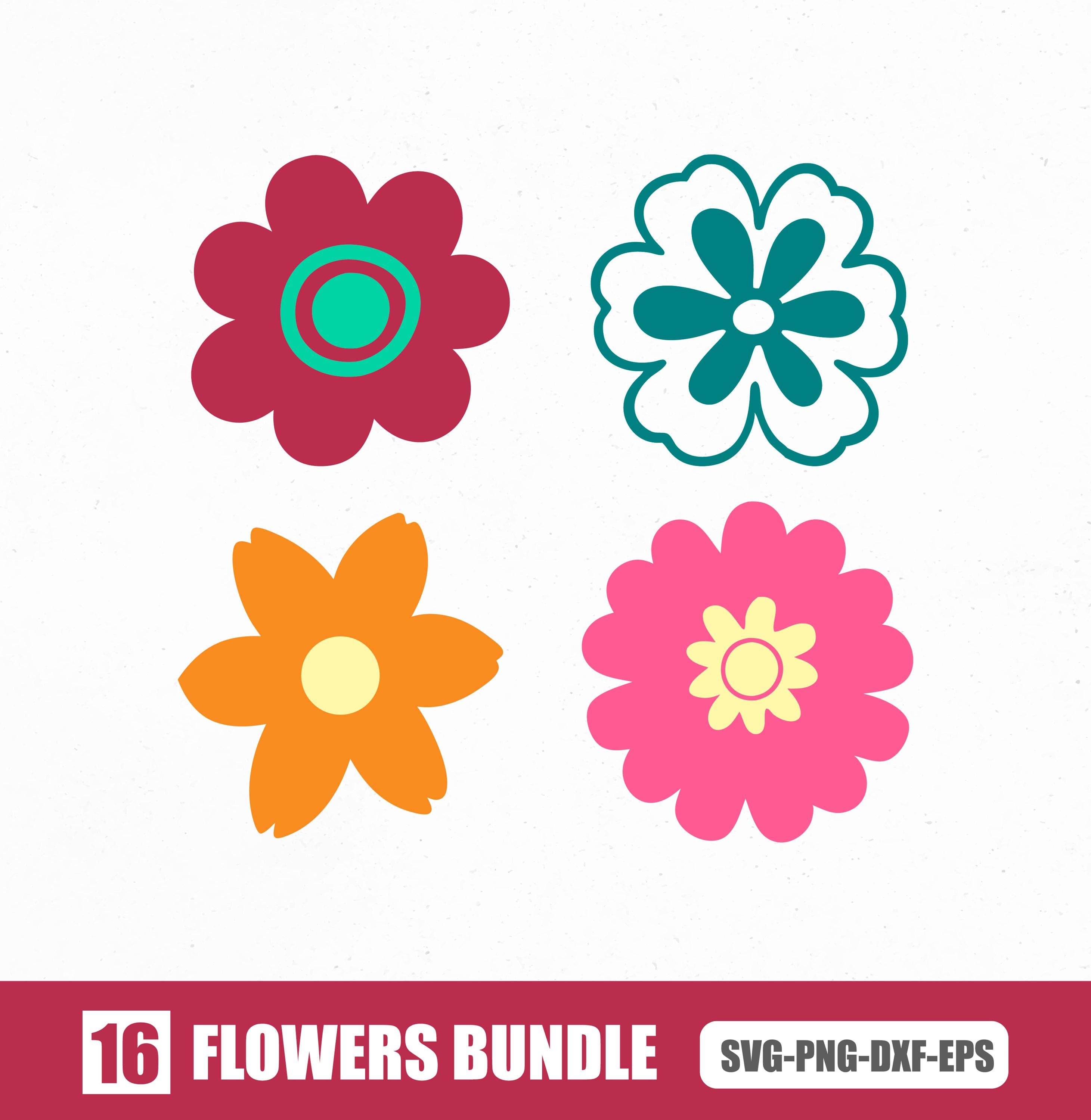 Retro Flower SVG Bundle, Floral Clipart (digital Download) - Etsy